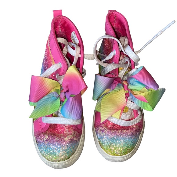 JoJo Siwa | Shoes | Jojo Siwa Rainbow Glittered High Top Sneakers Both ...
